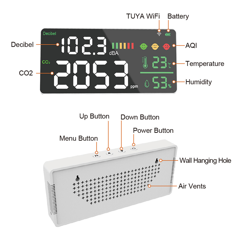 DM165-WIFI Wall Mount CO2 & Decibel Meter - Sensor One Stop - The Best Value China Sensor ...