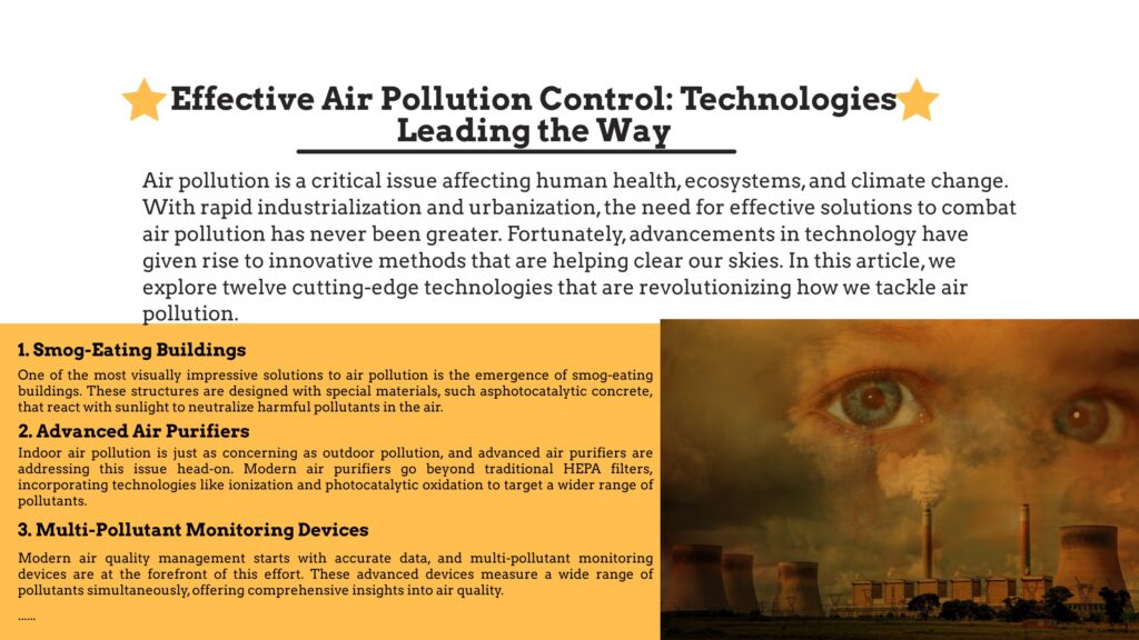 Effective Air Pollution Control: Technologies Leading the Way - Sensor ...